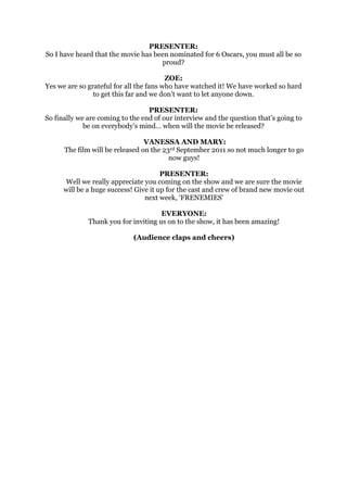 Script for tv interview | DOCX