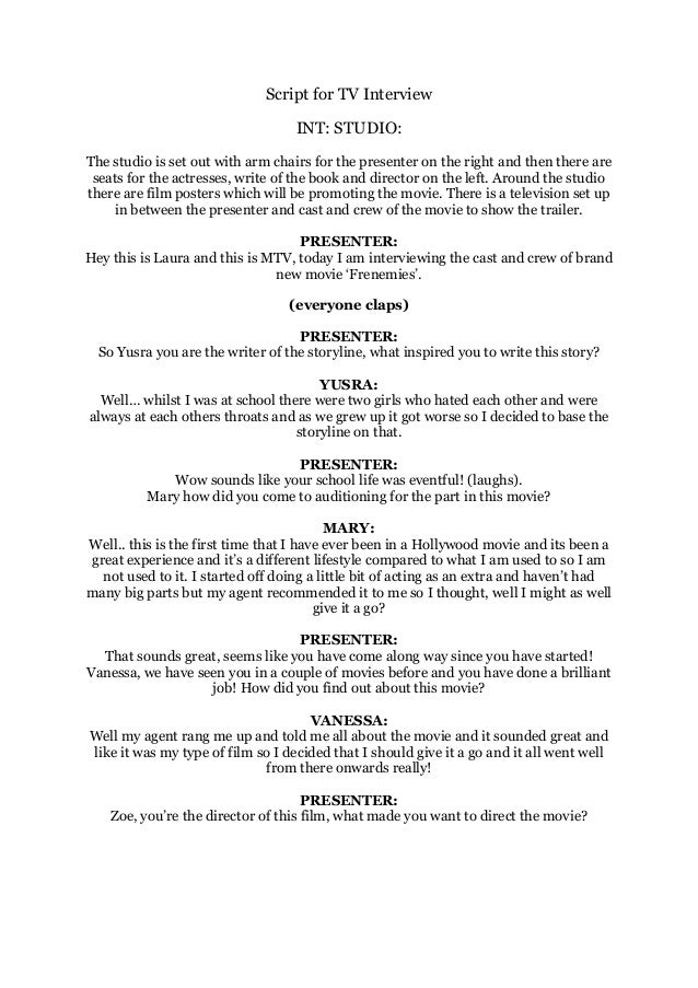 Script For Tv Interview Script For Tv Interview