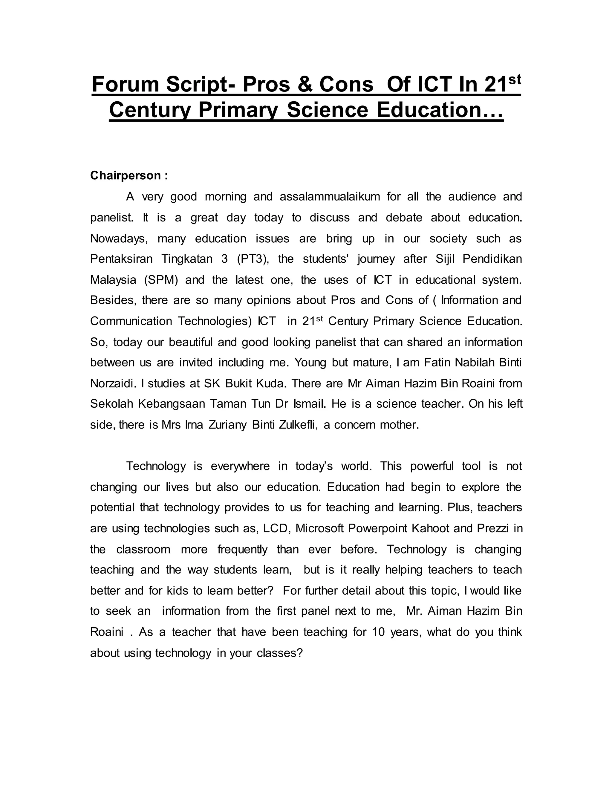 Script forum bi | PDF