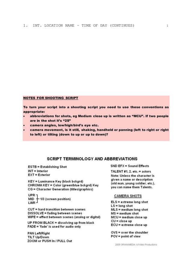Script/Screenplan help guide | PDF