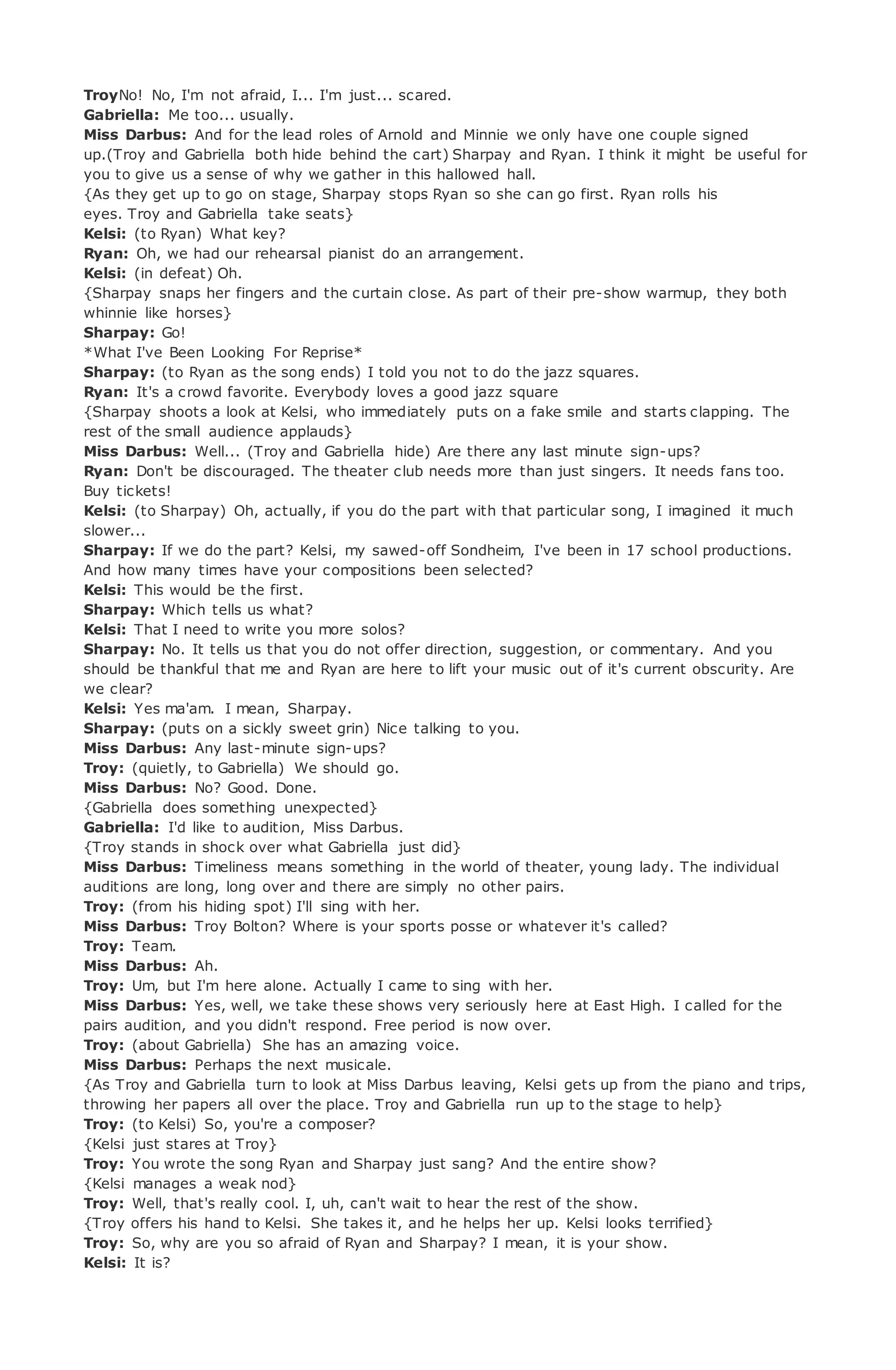 Script high school musical | DOCX