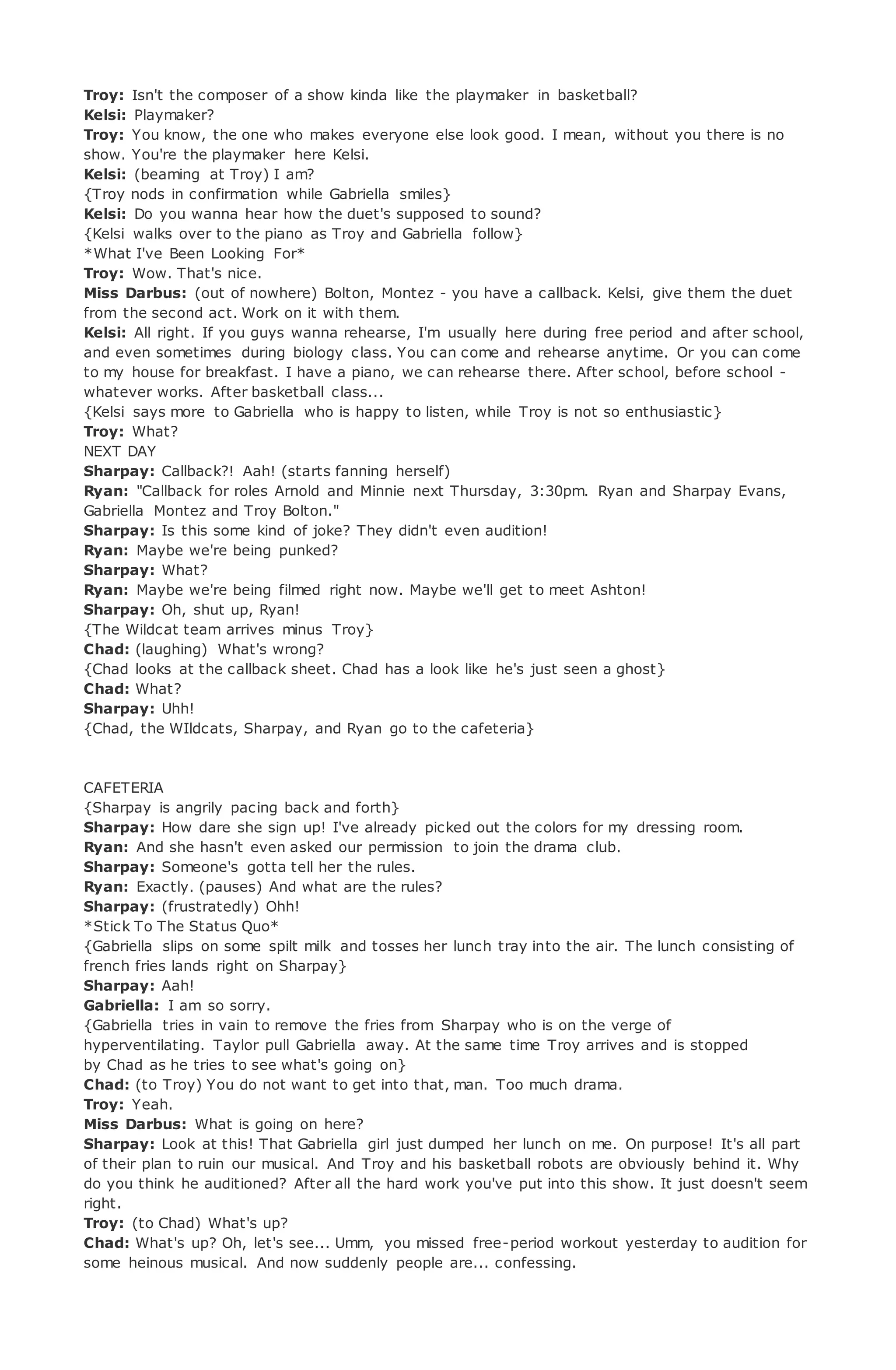 Script high school musical | DOCX