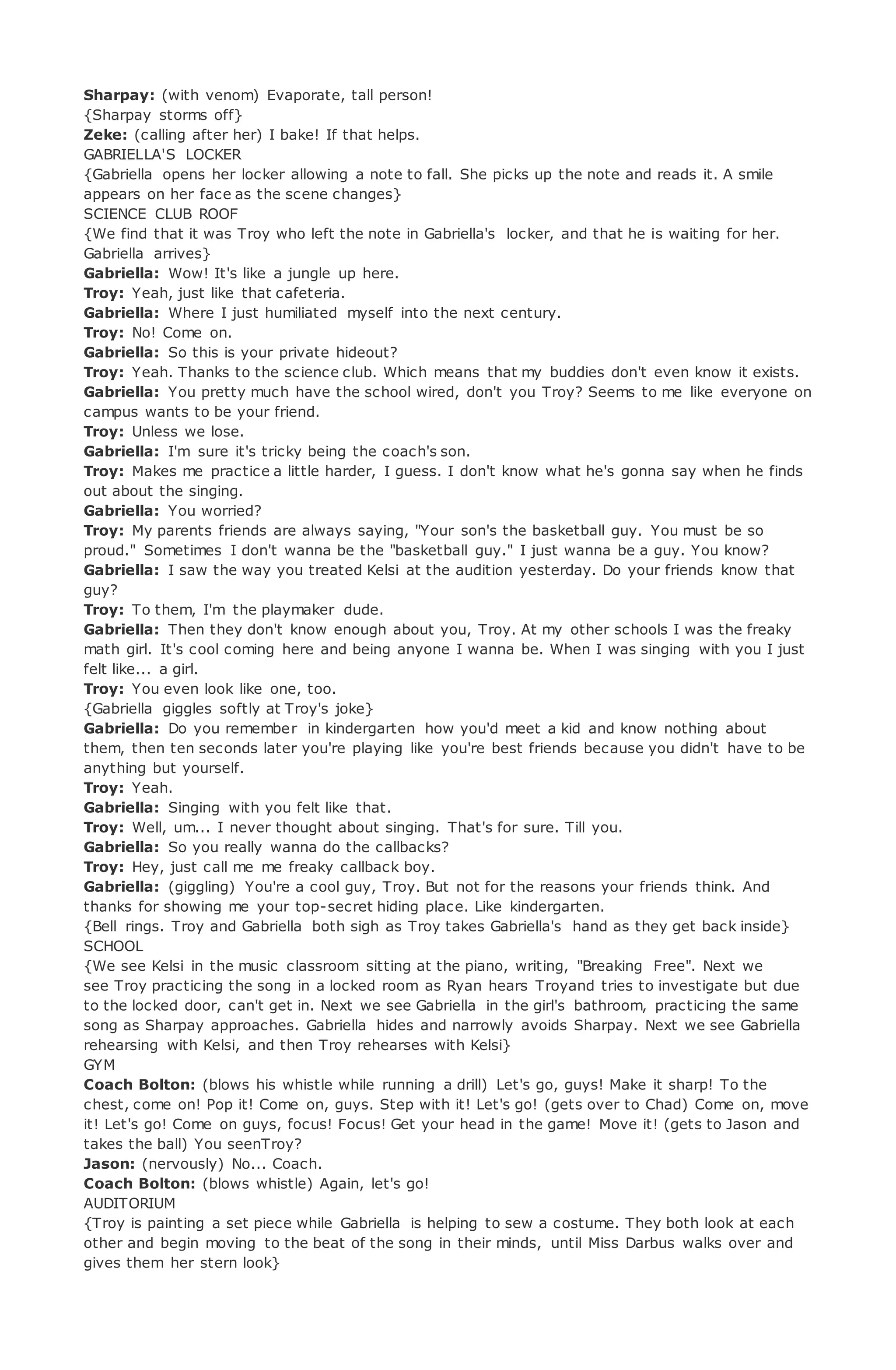 Script high school musical | DOCX