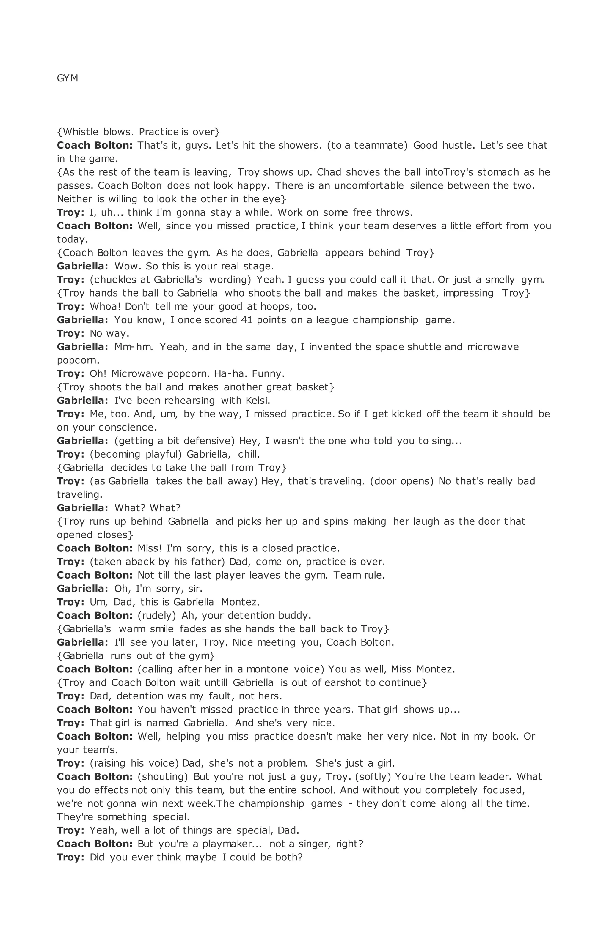 Script high school musical | DOCX