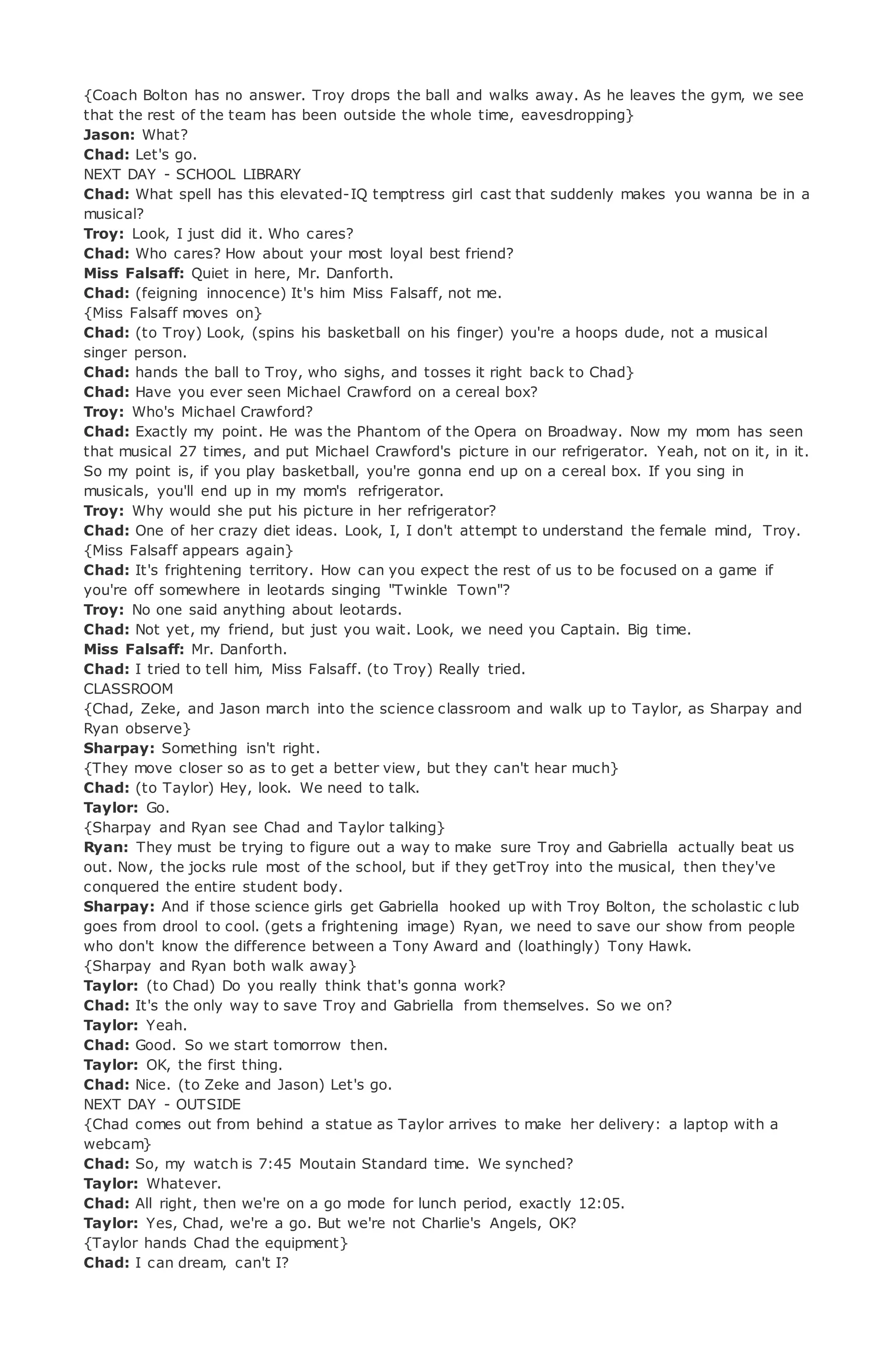 Script high school musical | DOCX