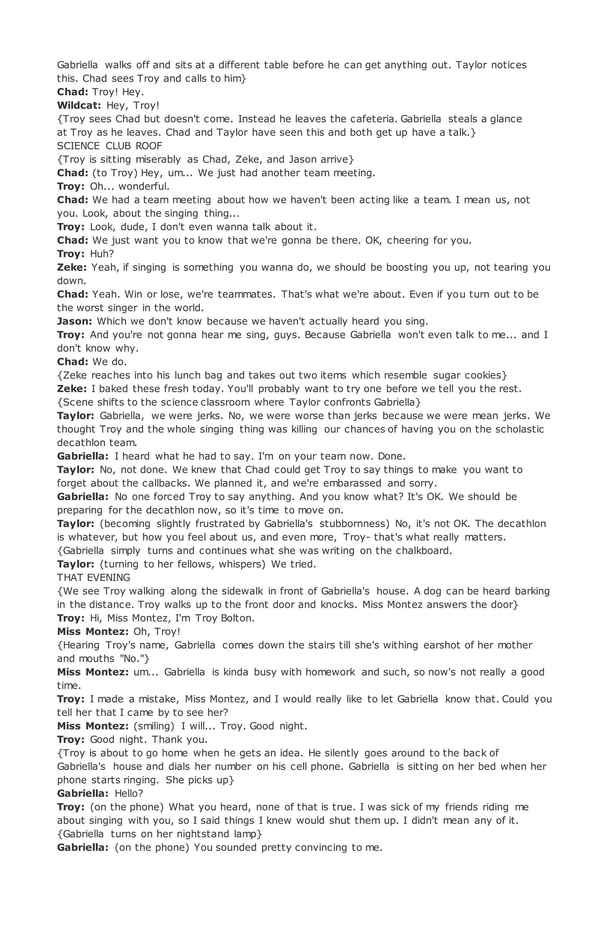 Script high school musical | DOCX