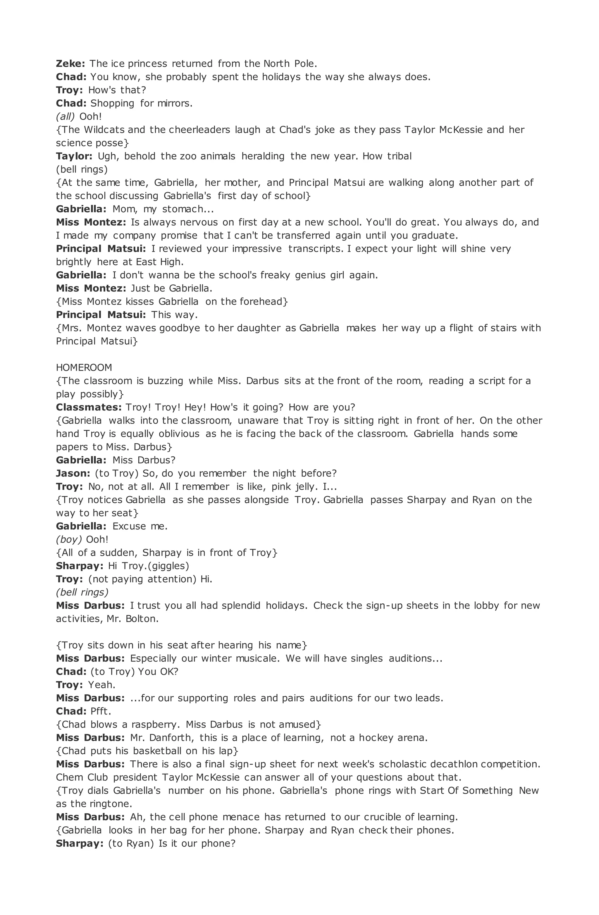 Script high school musical | DOCX