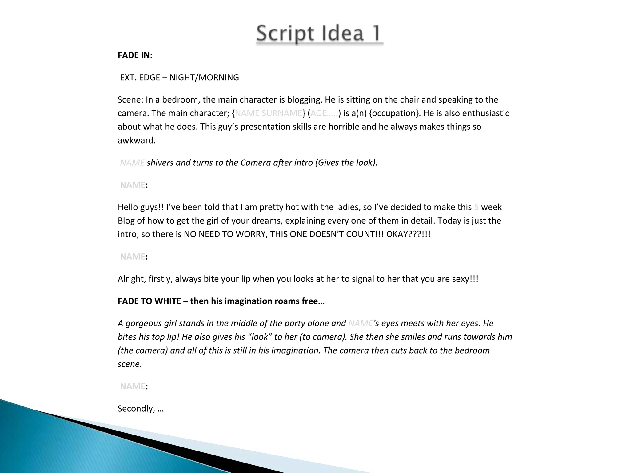 Script idea 1 - Hossameldin Elrayes | PPT
