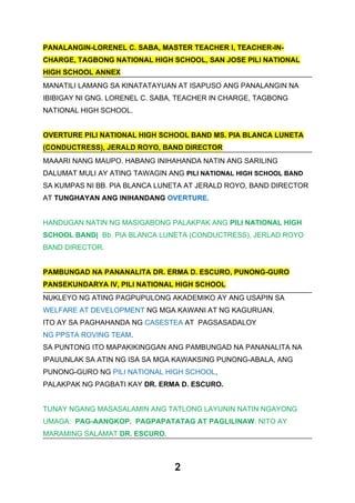 PPSTA Script by Ma. Krystel Joy G. Bongon | PDF