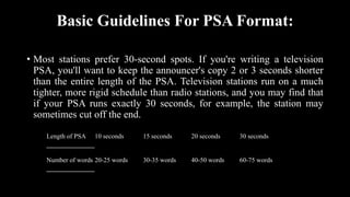 Scripting for psa, ad ,news and special audience class - 14 | PPTX