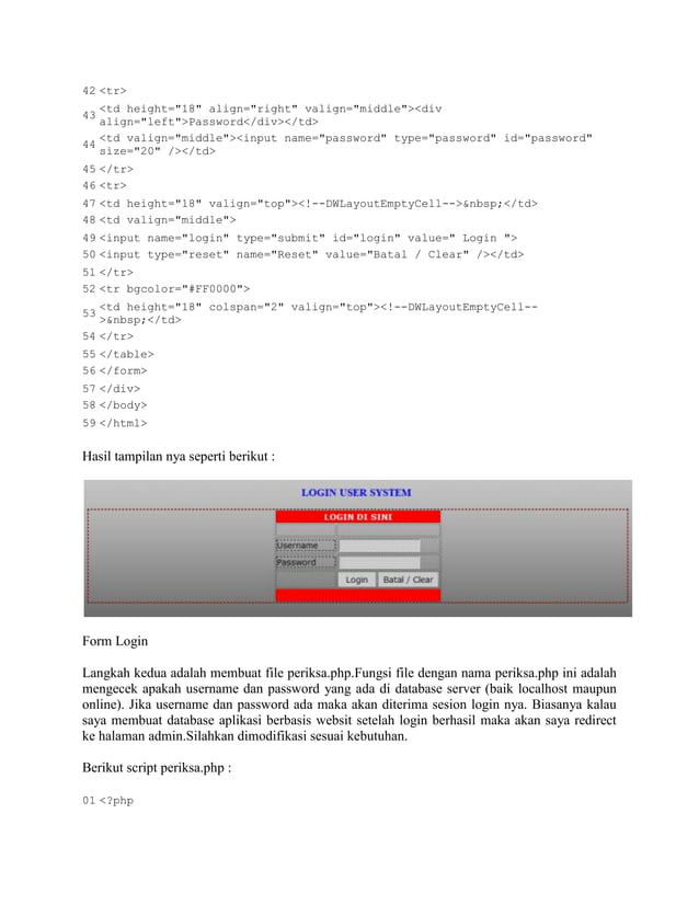 Script login form php | PDF