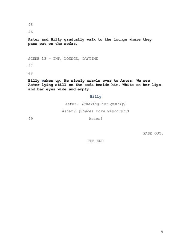 Script with camera shot numbers.