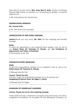 script for moving up ceremony for emcees | DOCX