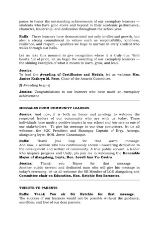 script for moving up ceremony for emcees | DOCX