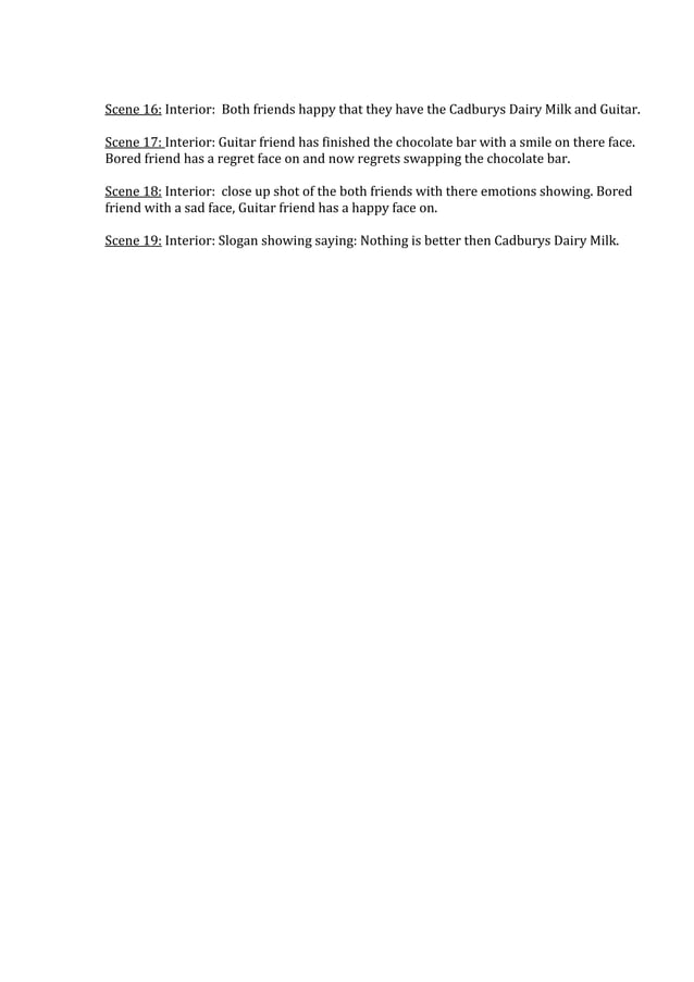 Script of cadburys dairy milk advert | DOCX | Desserts and Baking ...
