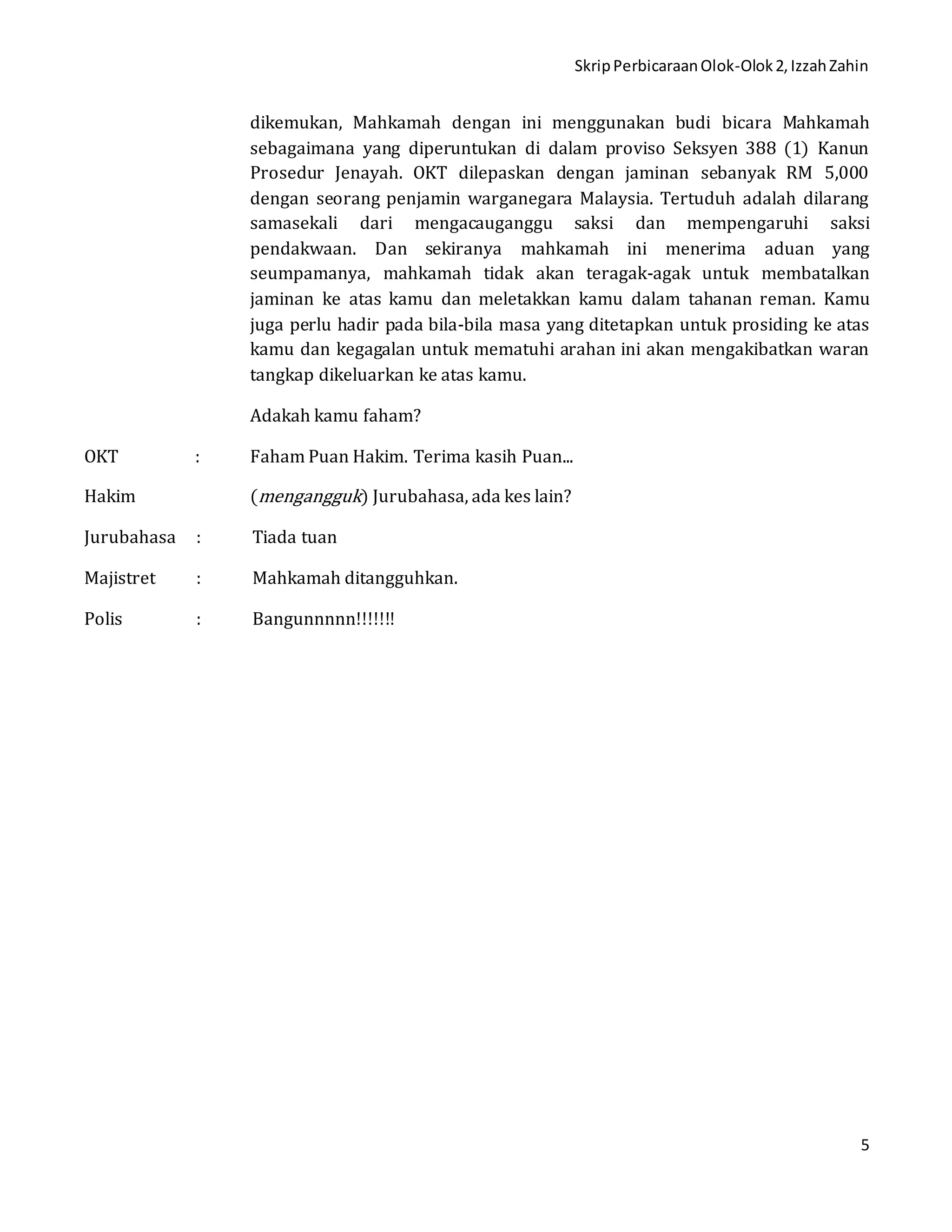 Skrip Perbicaraan Olok-Olok 2 | DOCX