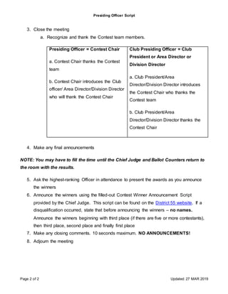 Script presiding officer | PDF