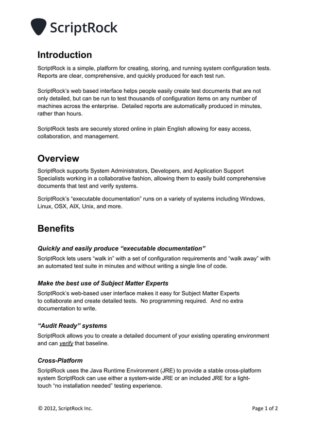 ScriptRock Overview | PDF