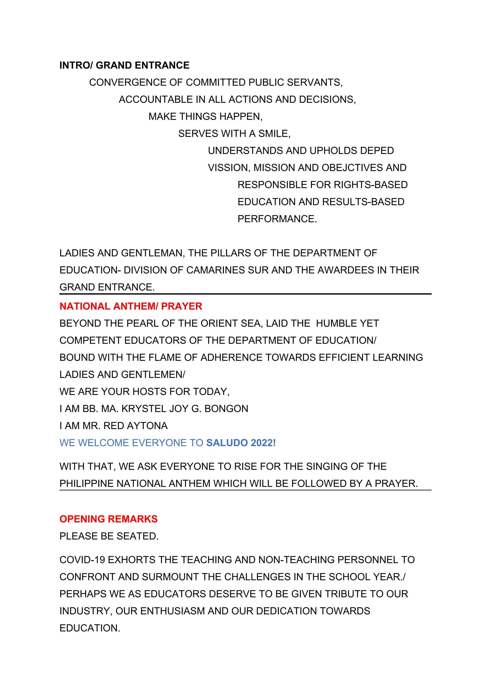 script saludo 2022.docx by Ma. Krystel Joy | DOCX