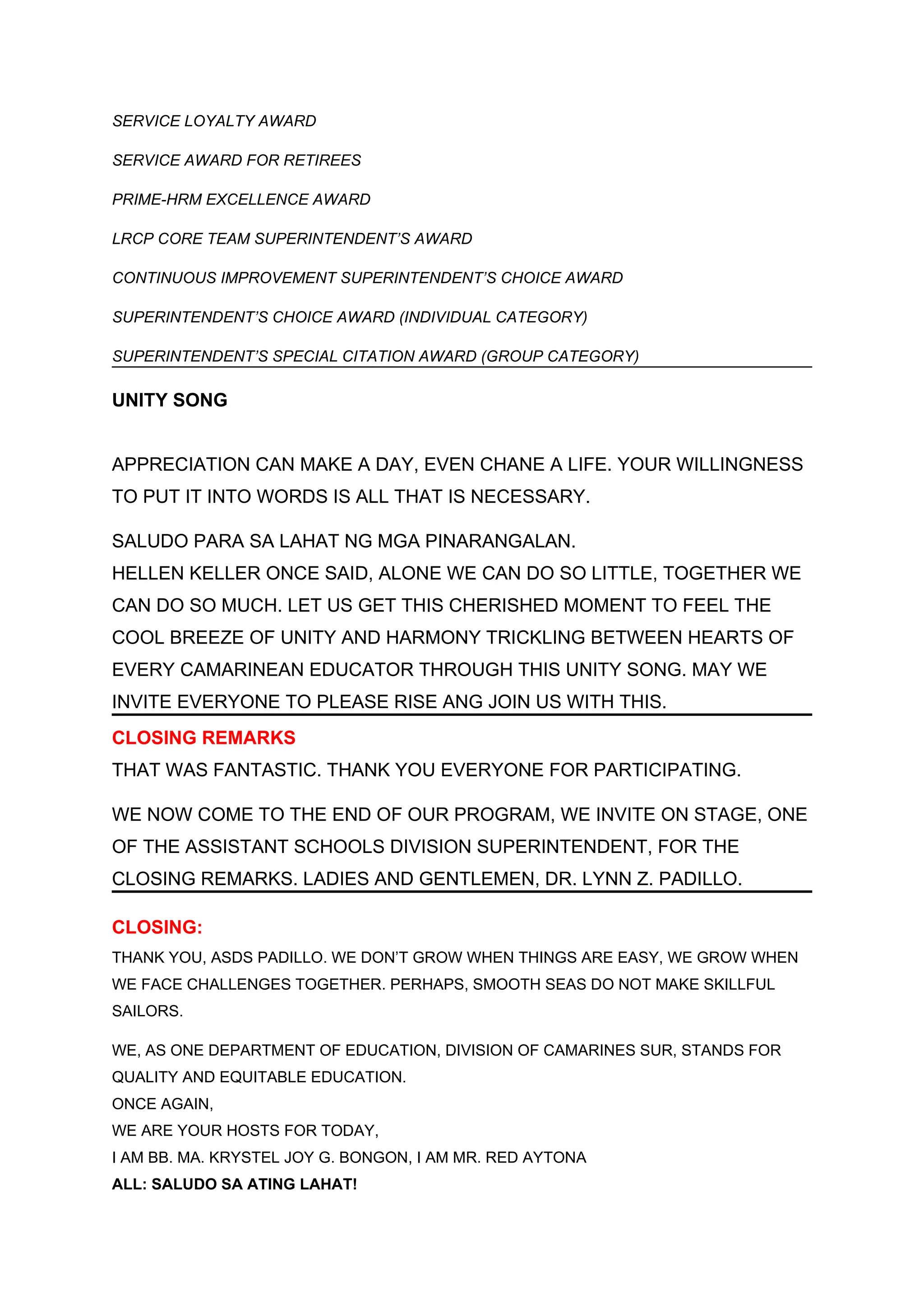 script saludo 2022.docx by Ma. Krystel Joy | DOCX
