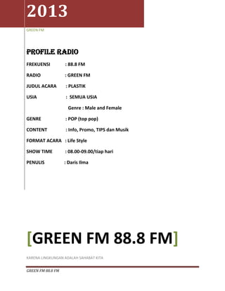 Script siaran radio Green FM | PDF