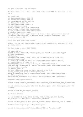 Scripts related to temp tablespace | PDF