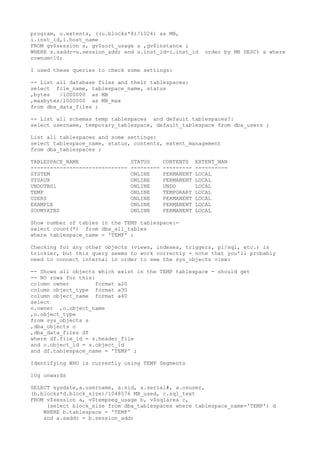Scripts related to temp tablespace | PDF
