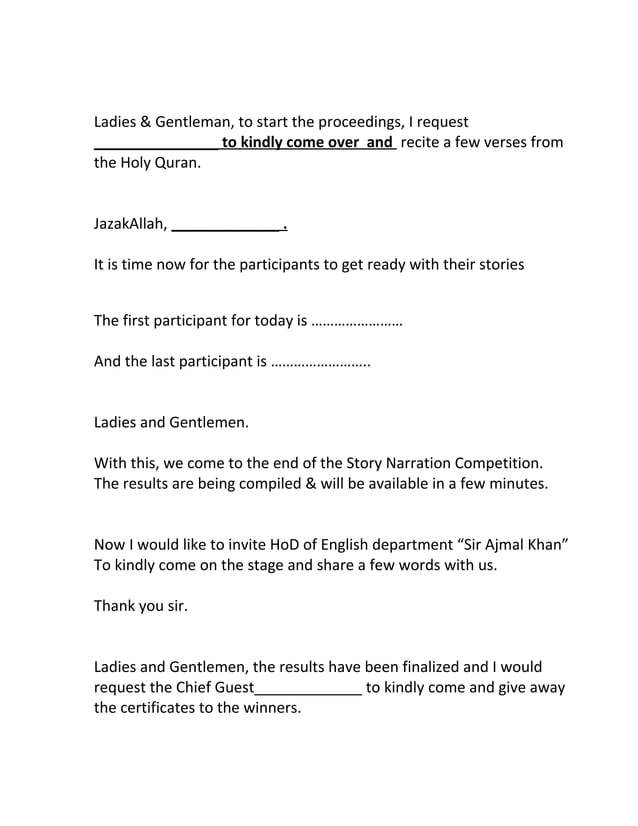 Story Narration Competition -Script | PDF