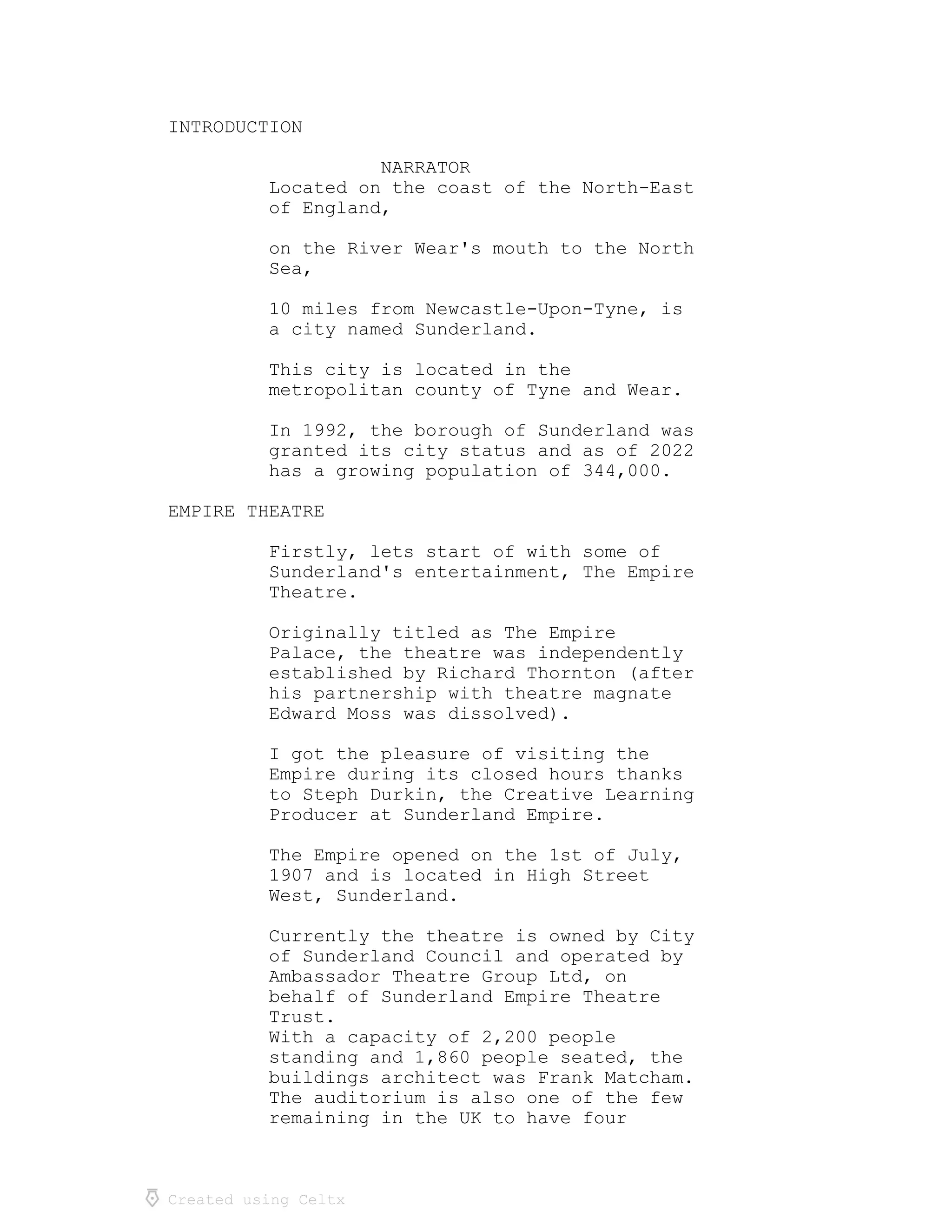 Script Sunderland Documentary.pdf