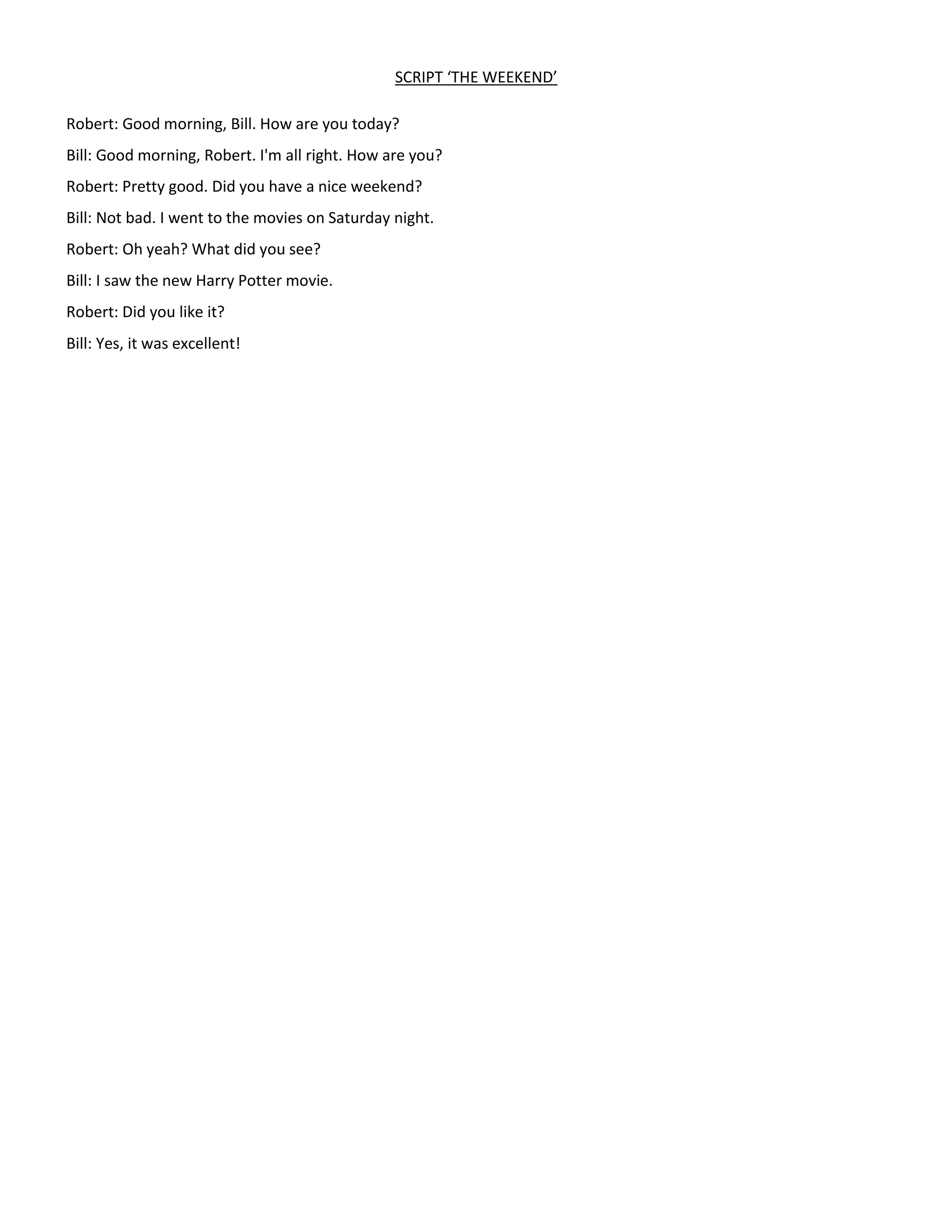 Script the weekend | PDF