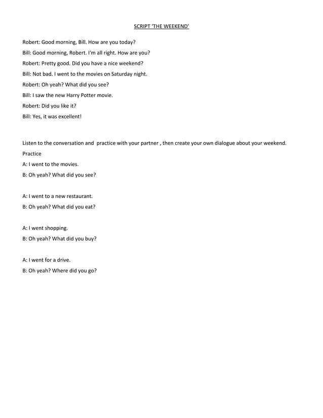 Script the weekend | DOCX