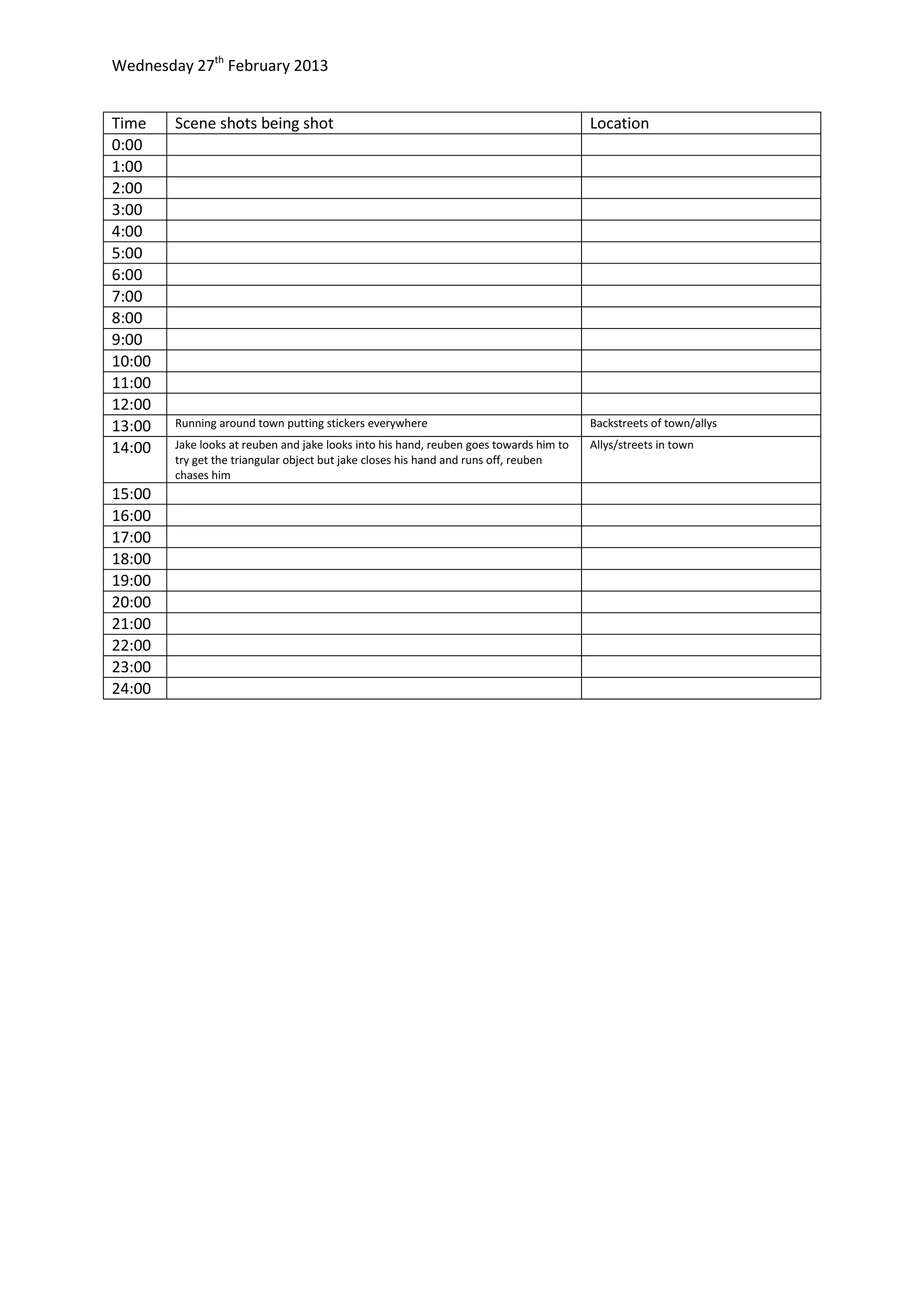 Script timetable 27thfeb | PDF