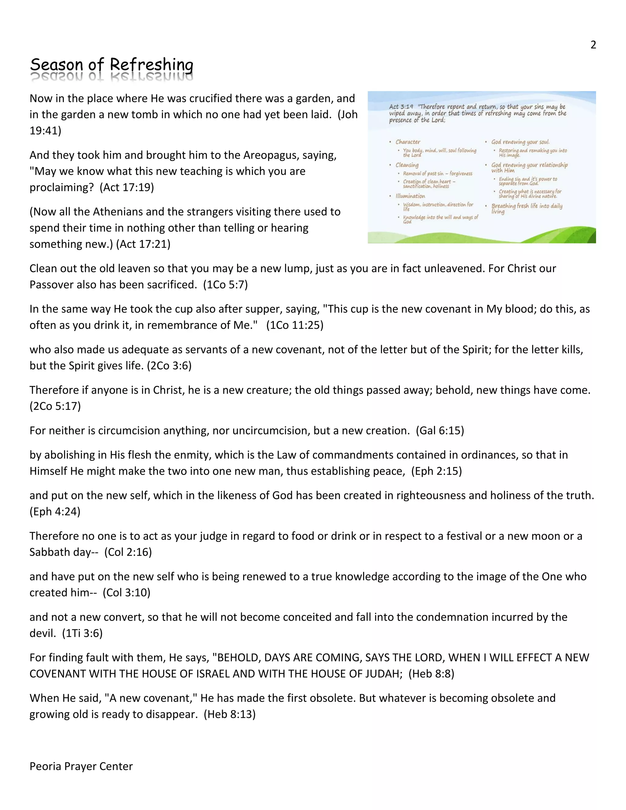 Scriptural handout for seasons of refreshing teaching. | PDF