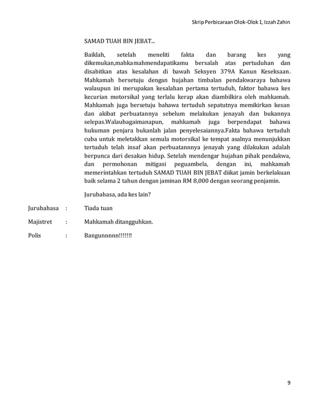 Skrip Perbicaraan Olok-Olok 1 | DOCX