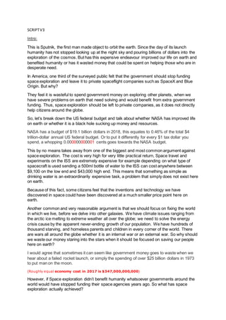 Script version 3 | DOCX | Space and Astronomy | Science