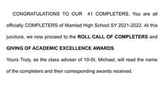 SCRIPT VIRTUAL 14TH GRADUATION, 6TH COMPLETION AND RECOGNITION RITES OF ...