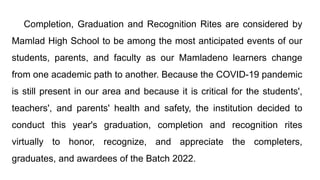 SCRIPT VIRTUAL 14TH GRADUATION, 6TH COMPLETION AND RECOGNITION RITES OF ...