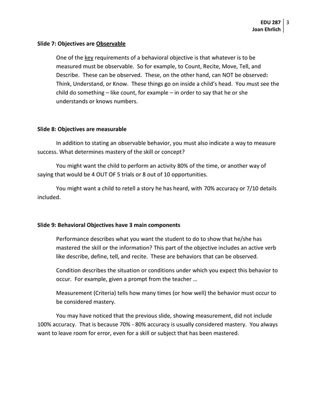 Script writing behavioral objectives | PDF