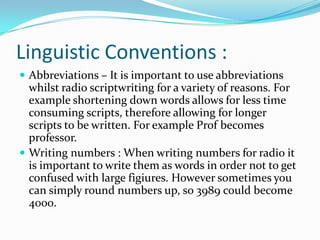 Assingment 1 : Scriptwriting Conventions | PPTX