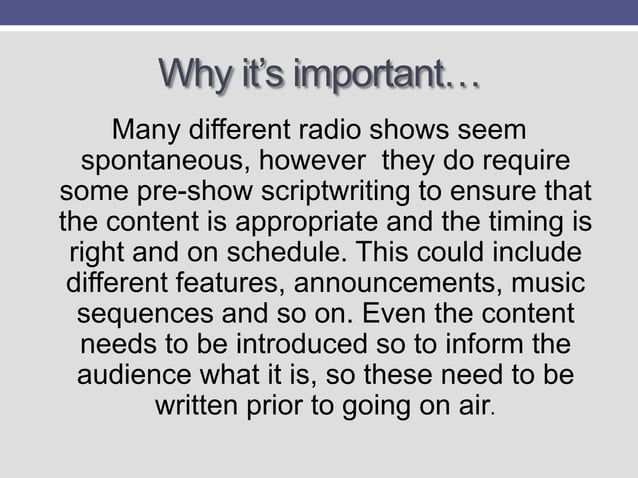 Scriptwriting for radio | PPT