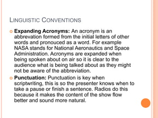 Scriptwriting for radio | PPTX