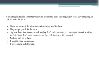 Scriptwriting for radio | PPTX