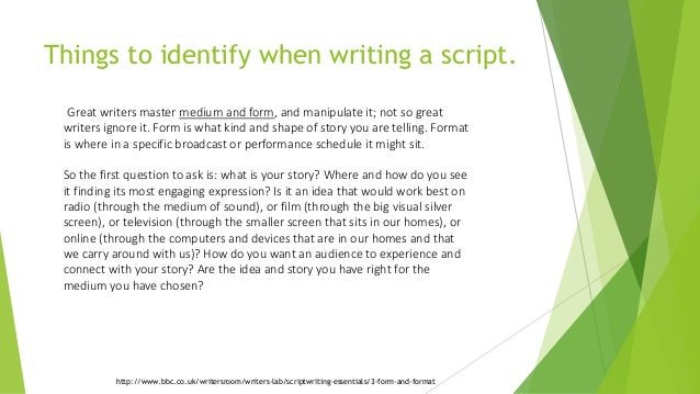 Script writing green