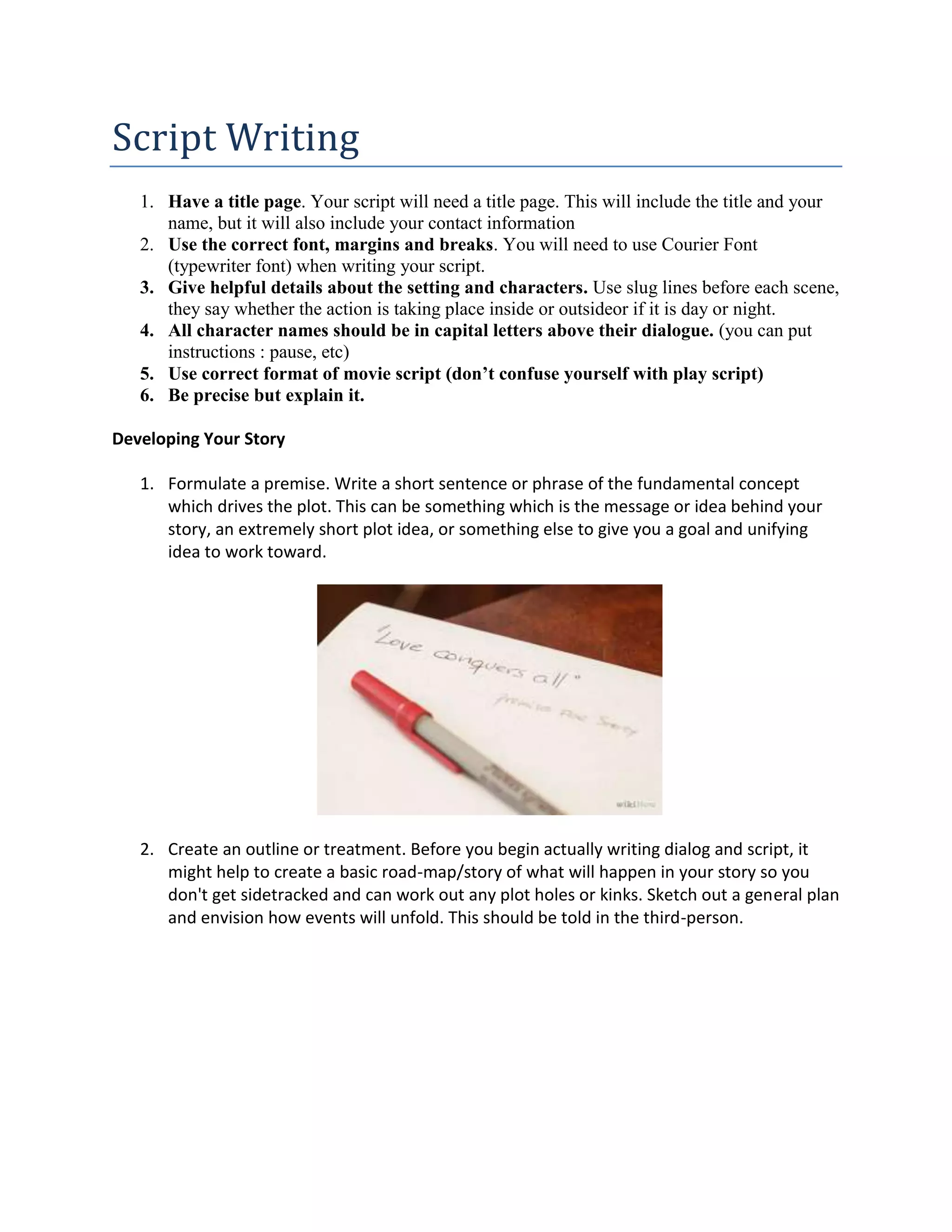 Script Writing Handout | DOCX