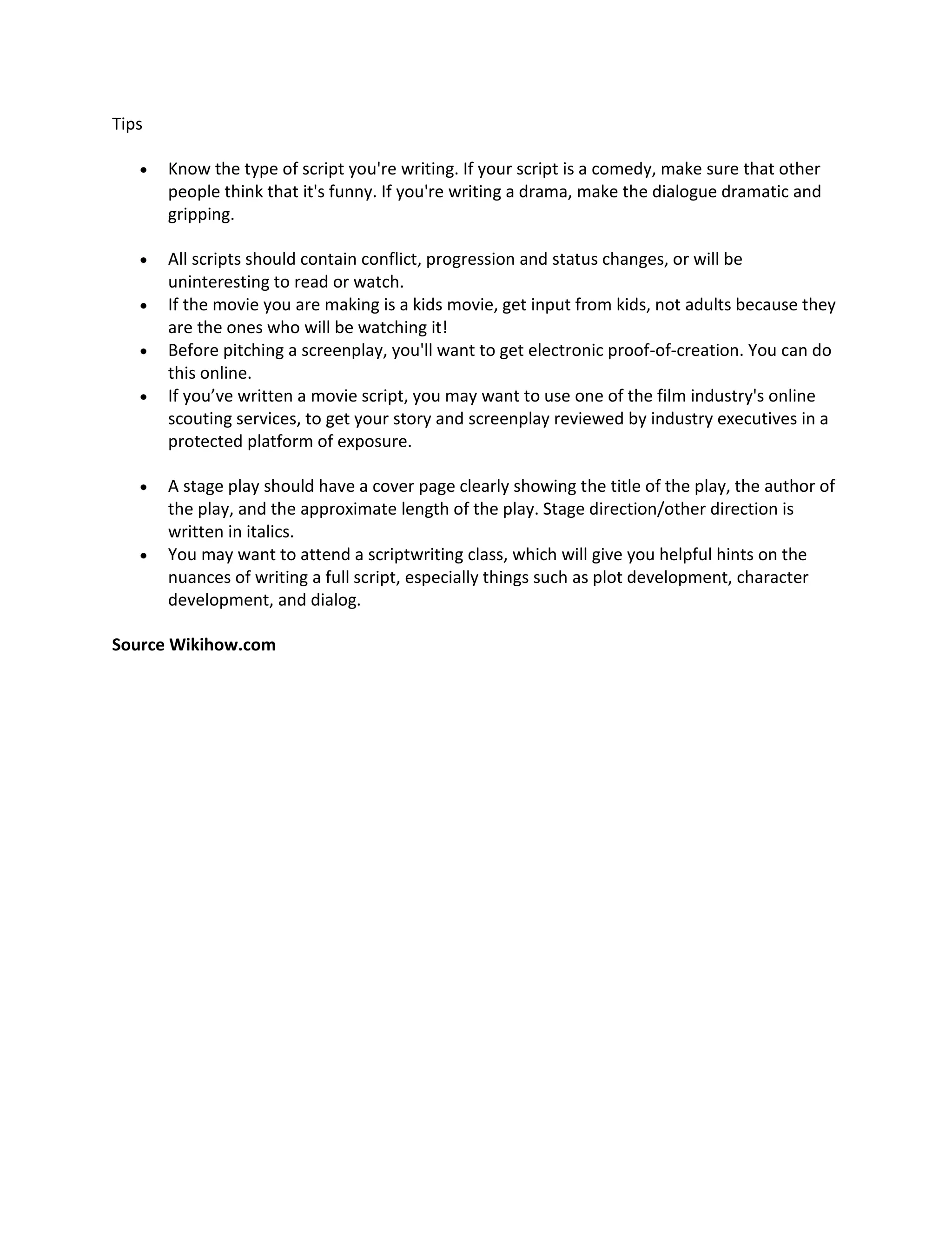 Script Writing Handout | DOCX
