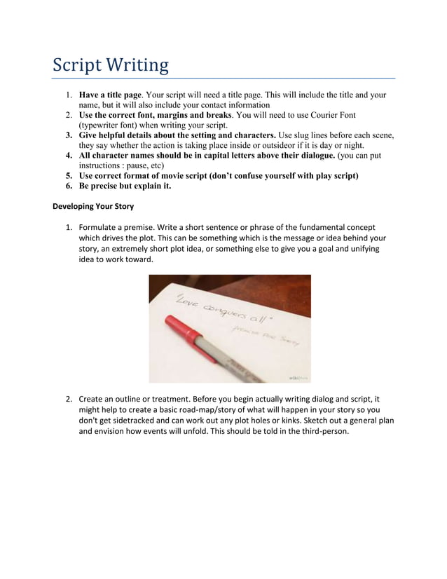 Script Writing Handout | DOCX