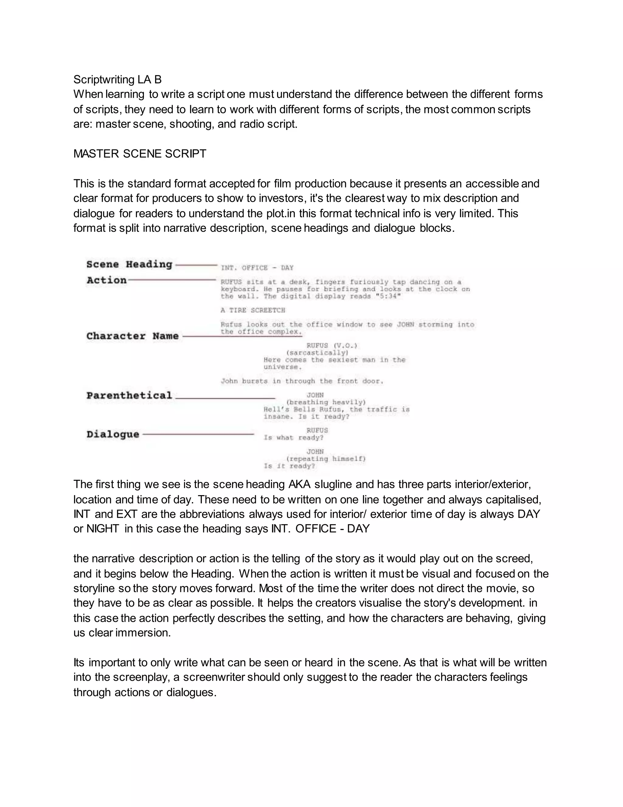 Scriptwriting la b | PDF