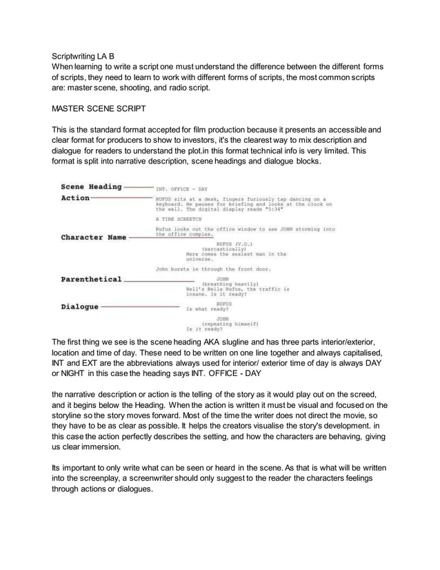 Scriptwriting la b | PDF