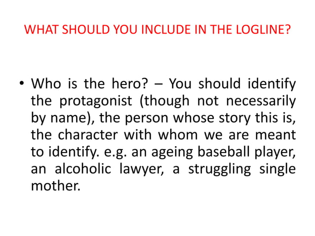 Script writing loglines | PPT