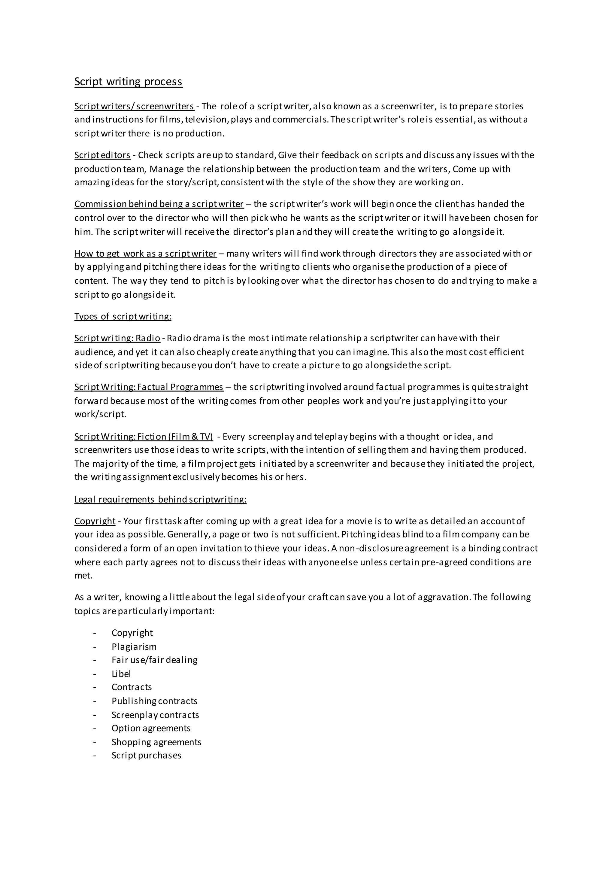 Script writing process | DOCX